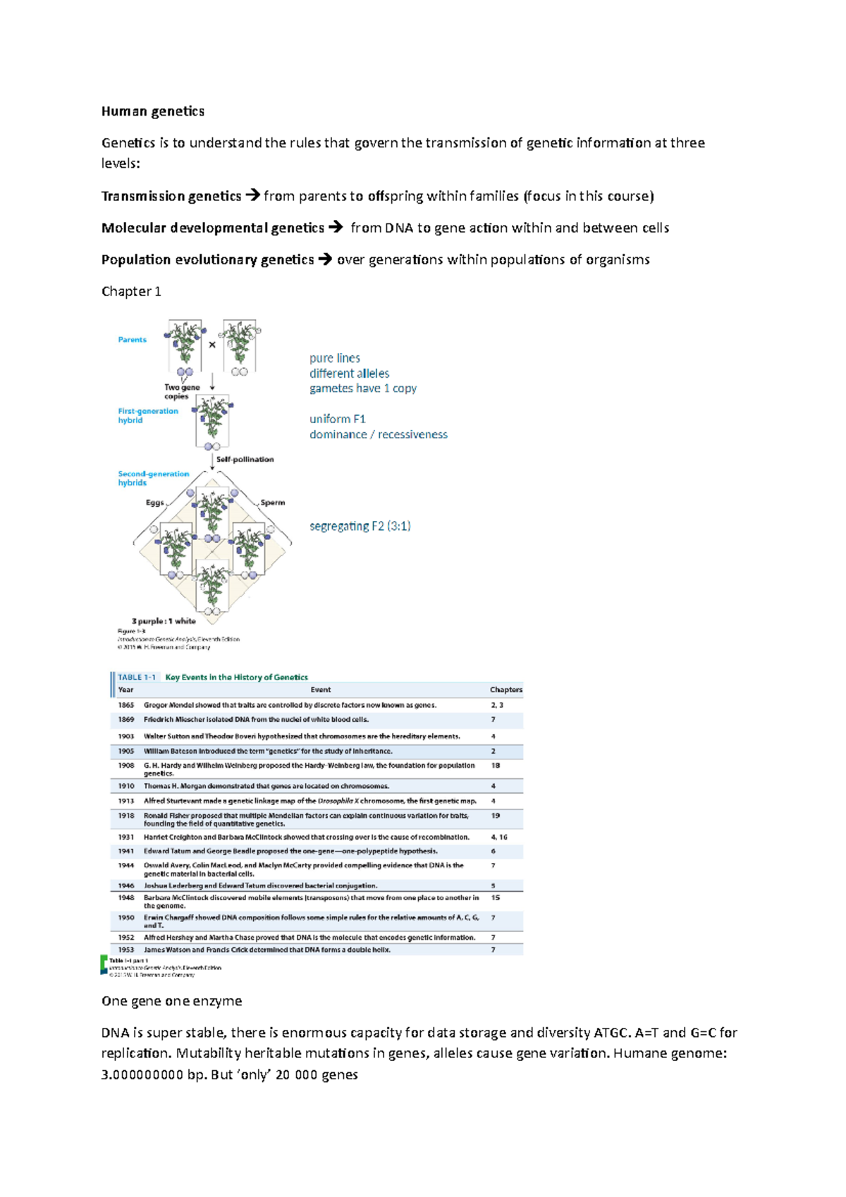 Human genetics - aantekeningne - Human genetics Genetics is to ...