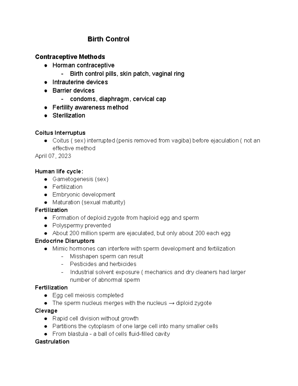 Bio (Birth Controls) - Bio notes - Birth Control Contraceptive Methods ...