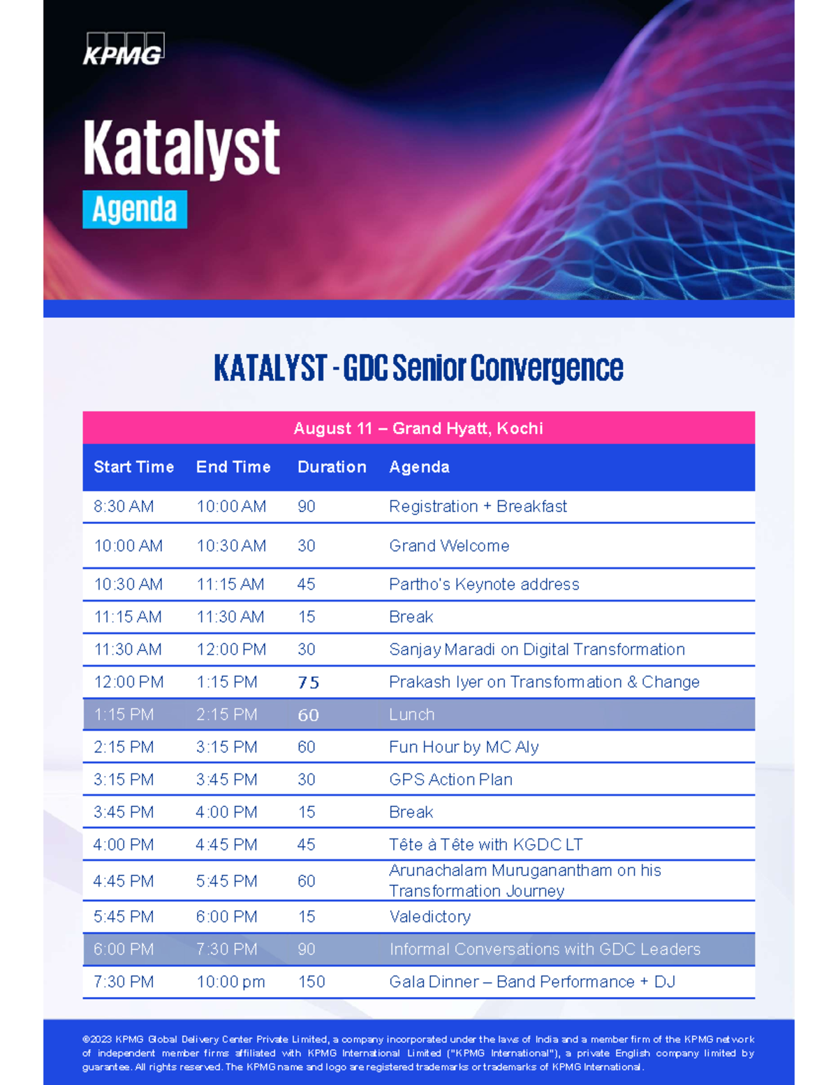 1691721819 Katalyst Agenda - ©2023 KPMG Global Delivery Center Private Limited, a company - Studocu