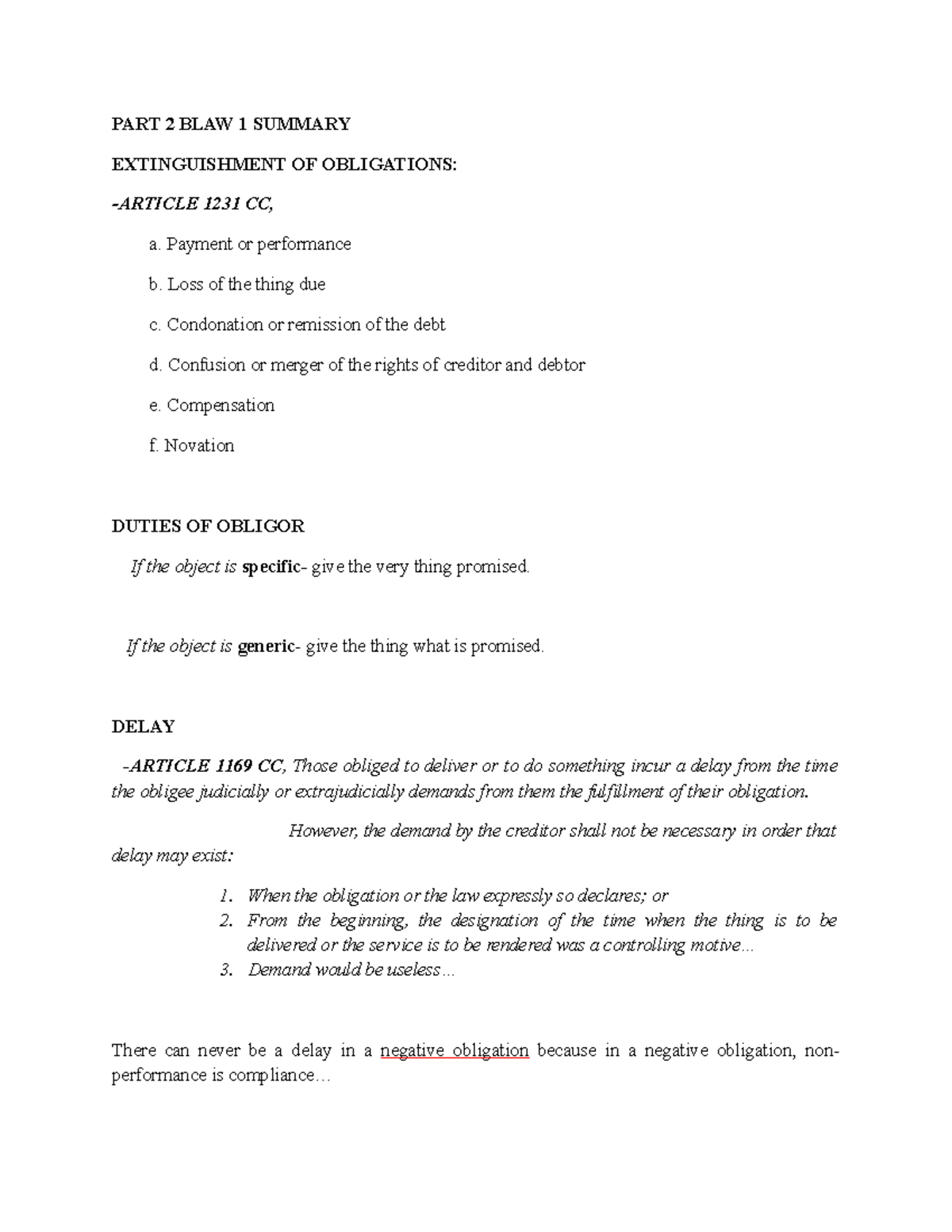 PART 2 BLAW 1 summary - PART 2 BLAW 1 SUMMARY EXTINGUISHMENT OF ...