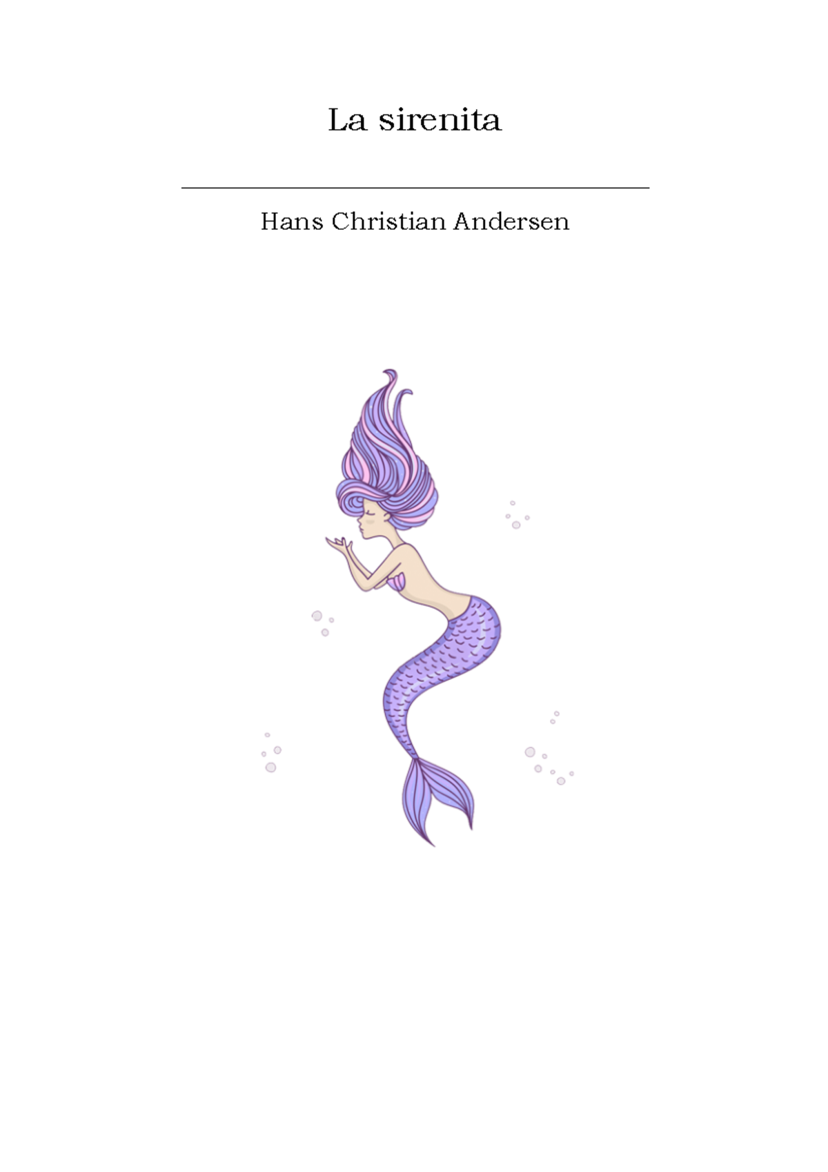 La sirenita - Cuento - La sirenita ____________________________ Hans ...