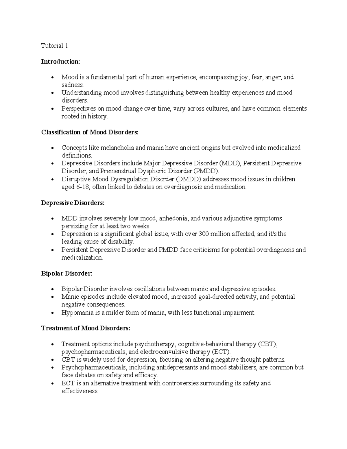 Tutorial 1 - .... - Tutorial 1 Introduction: • Mood is a fundamental ...