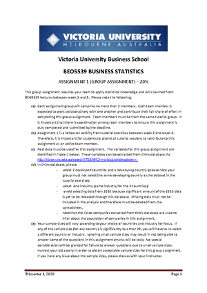 Week 3 Tutorial Guide - Warning: TT: undefined function: 32 BEO5539 BUSINESS STATISTICS Week 3 ...