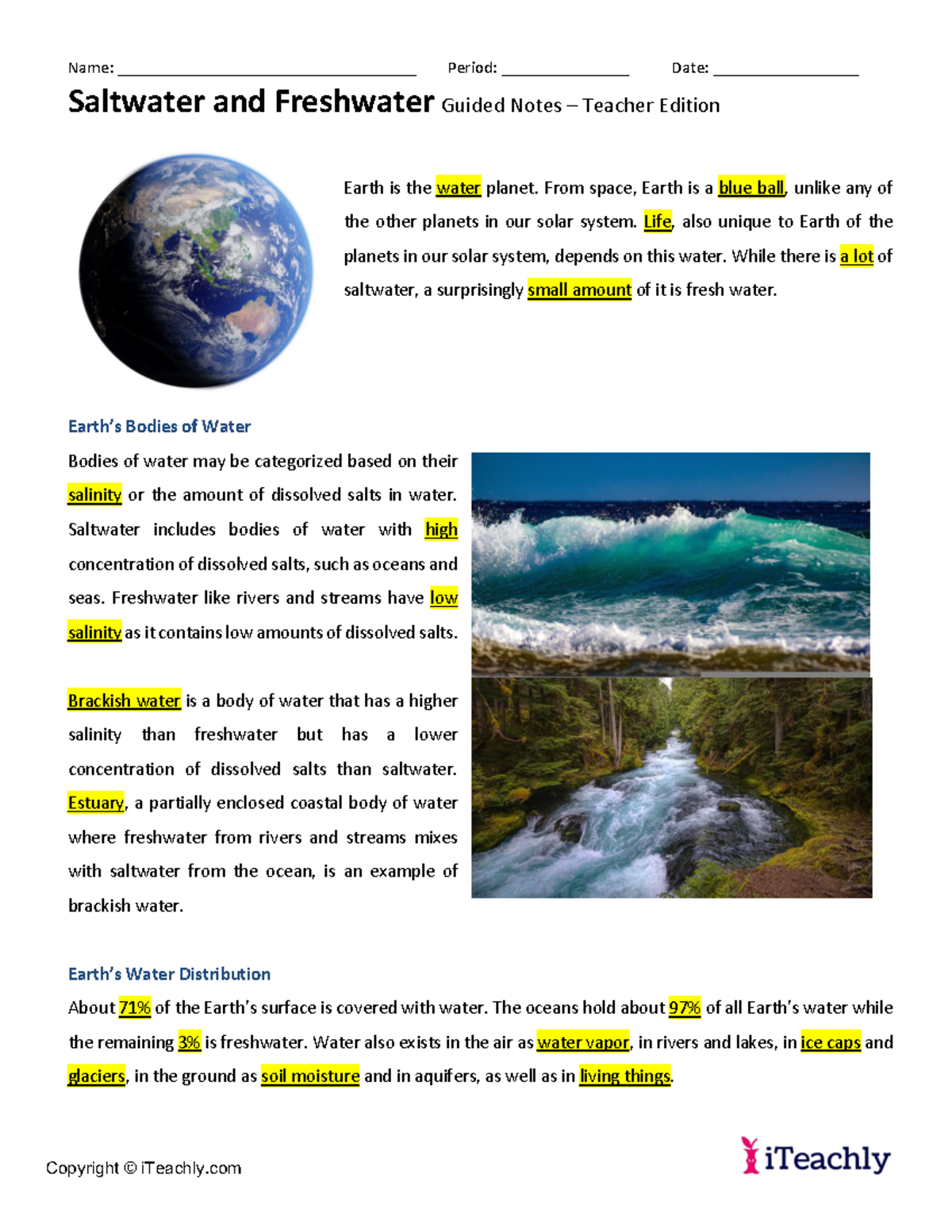 7 3 Guided Notes TE Saltwater and Freshwater - Name ...