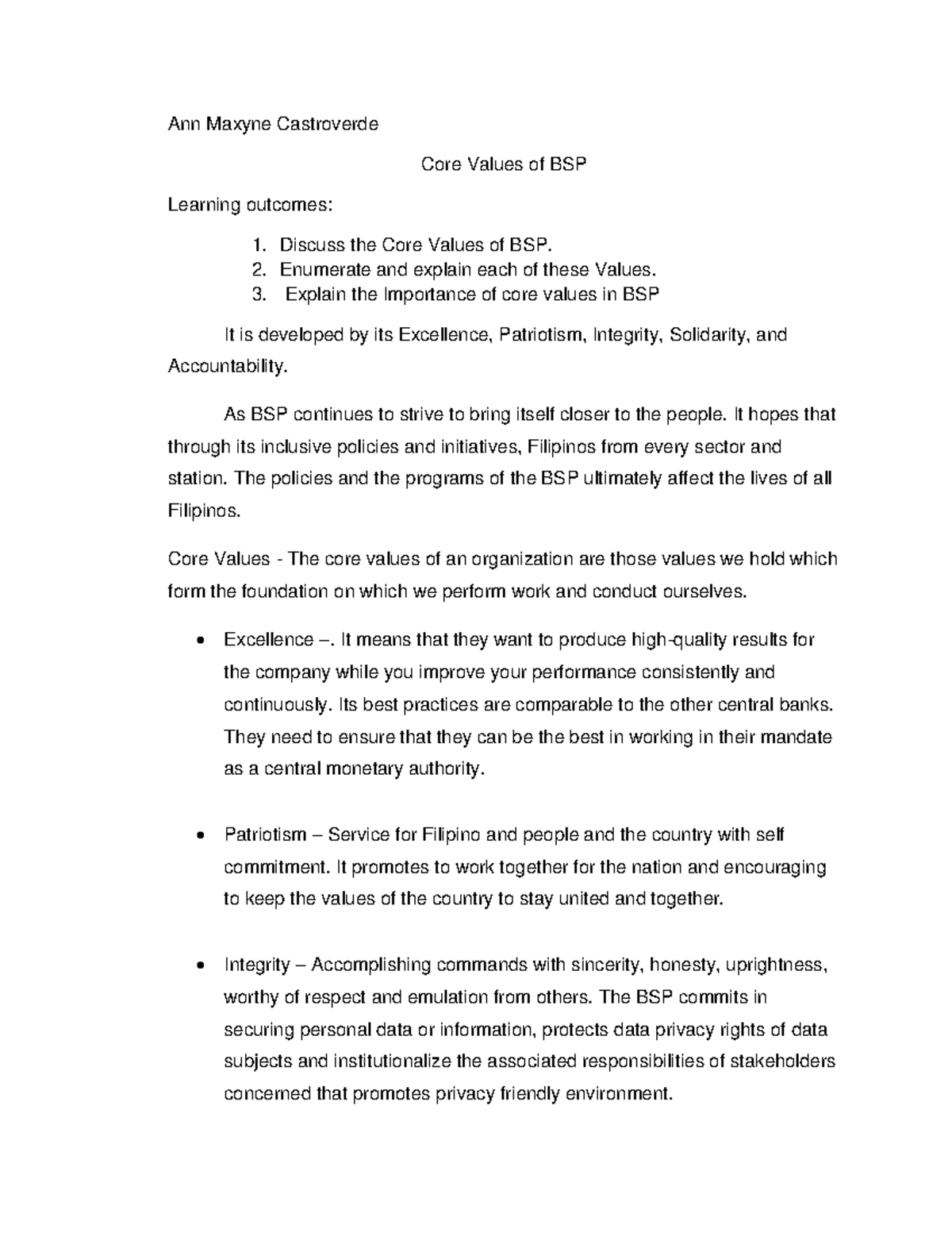 Module 2.3 Objectives of BSP - Castroverde, AM - Ann Maxyne Castroverde ...