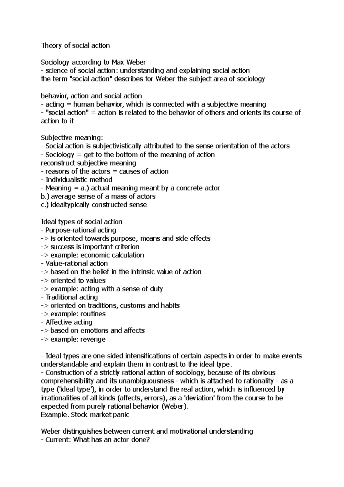 Theory of social action - Theory of social action Sociology according ...