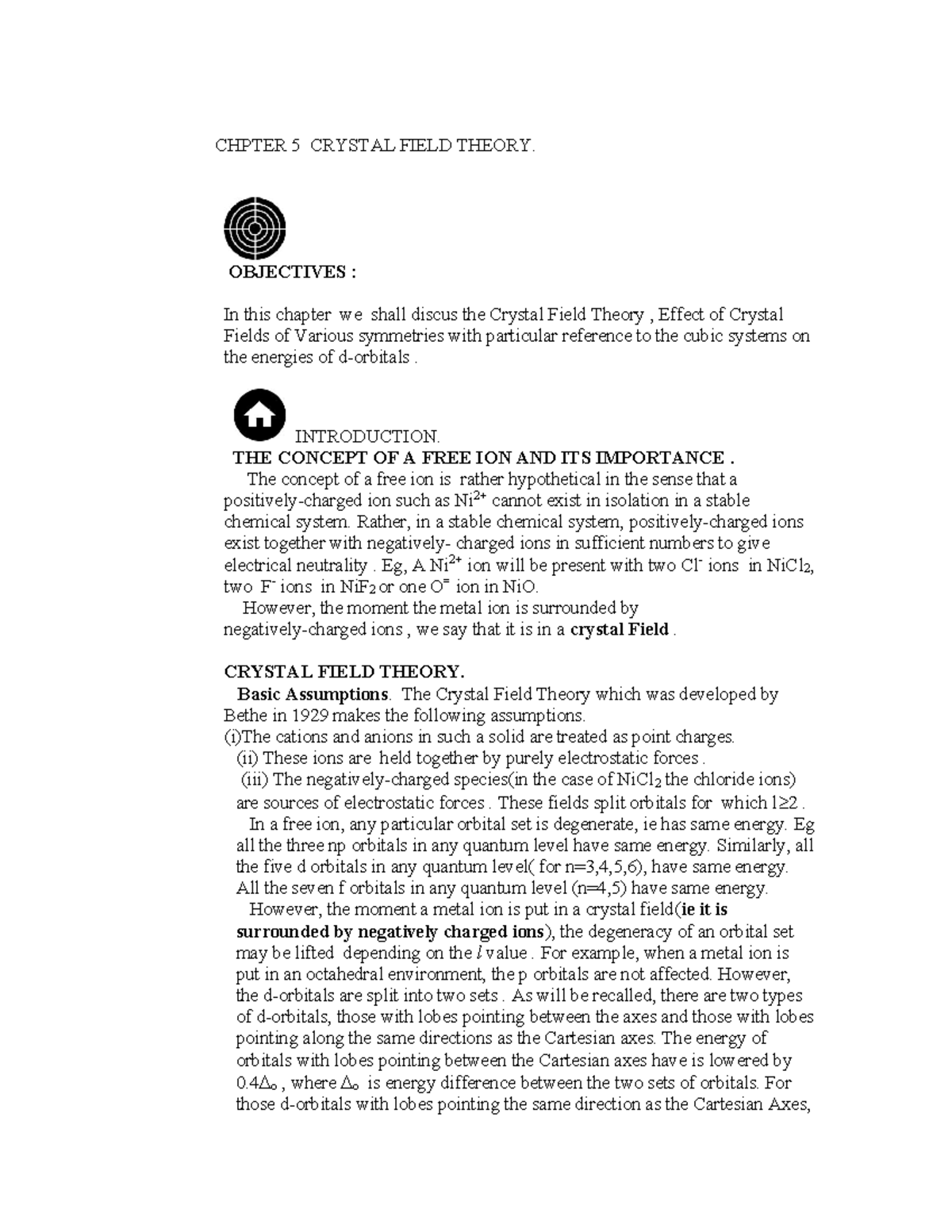 Crystal Field Theory - This are class notes for coordination and ...