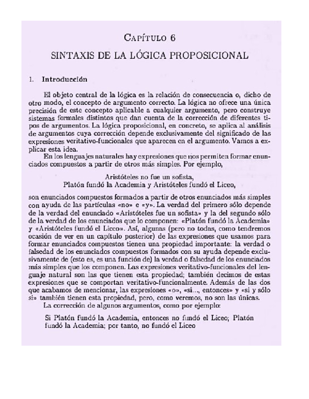 resumen de libro - CAPÍTULO 6 SINTAXIS DE LA LÓGICA PROPOSICIONAL 1 ...