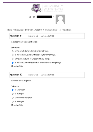 [Solved] Which list correctly orders the examples of an organism - Introduction to Environmental ...
