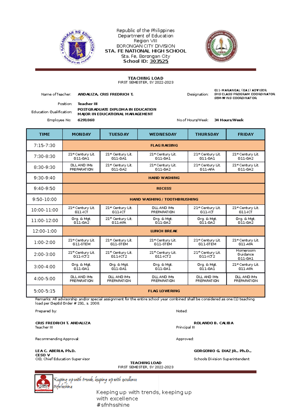 SHS Class Program (SY 2022-2023) - Department of Education Region VIII ...