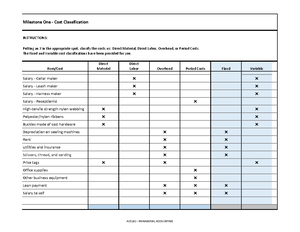 ACC 202 Project Workbook - Milestone One Variable and Fixed Costs ...