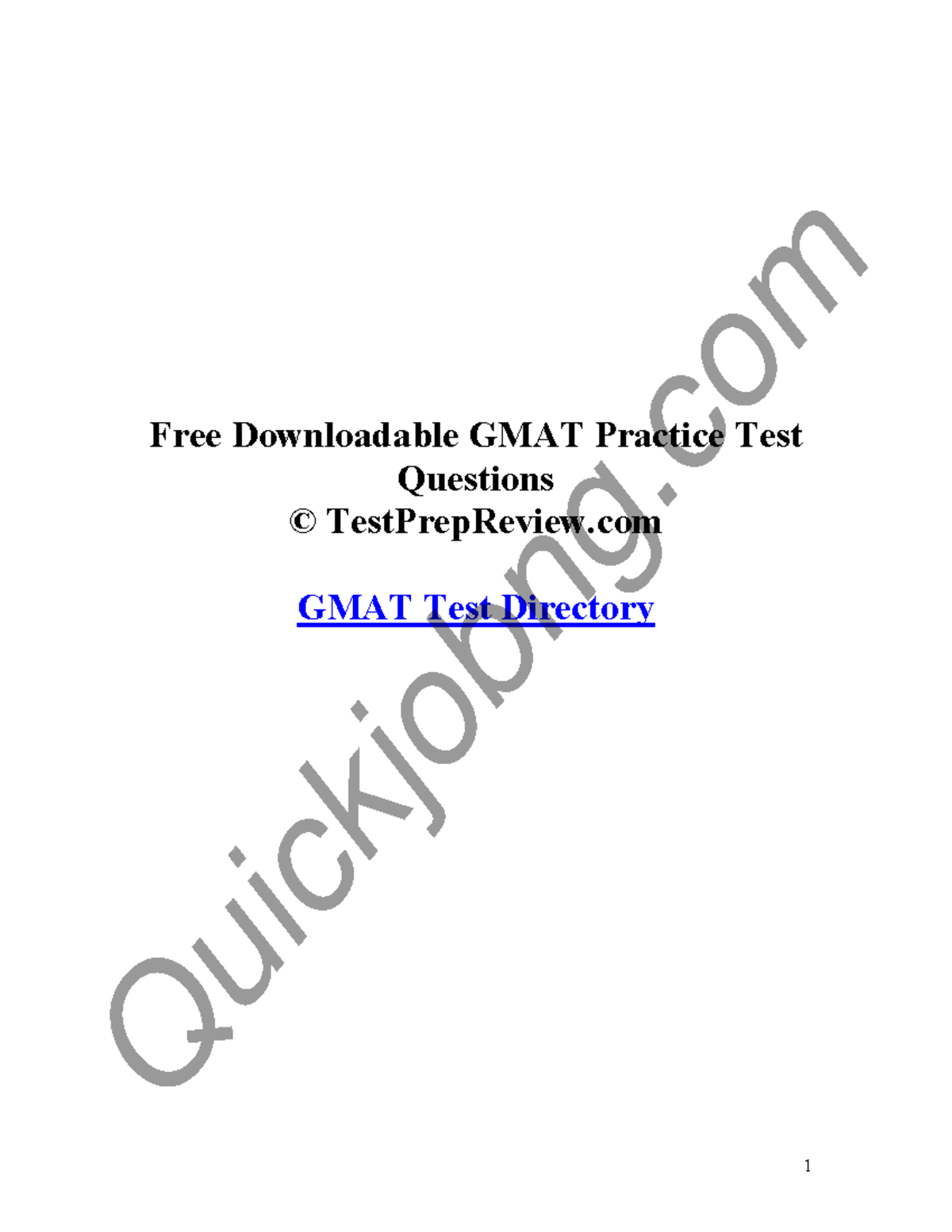 Free Downloadable GMAT Practice Test - Free Downloadable GMAT Practice ...