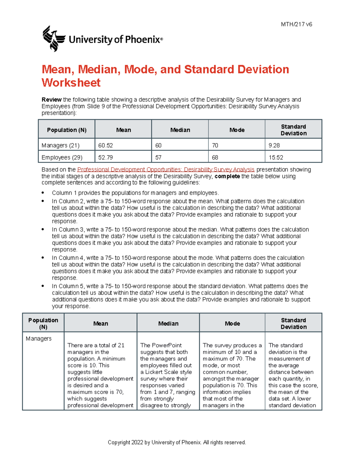 Wk3 mean median mode and standard deviation worksheet - MTH/217 v Mean ...