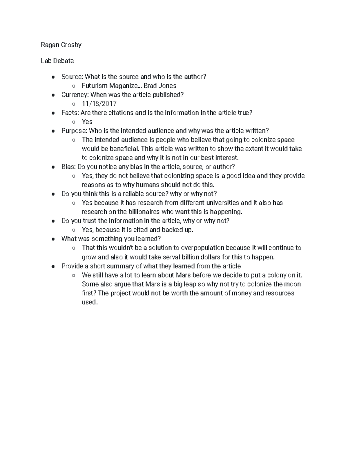 Lab Debate - Ragan Crosby Lab Debate Source: What is the source and who ...