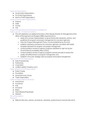 Module 1 Reading 2 Notes - Chapter 2 Project Types and Their ...