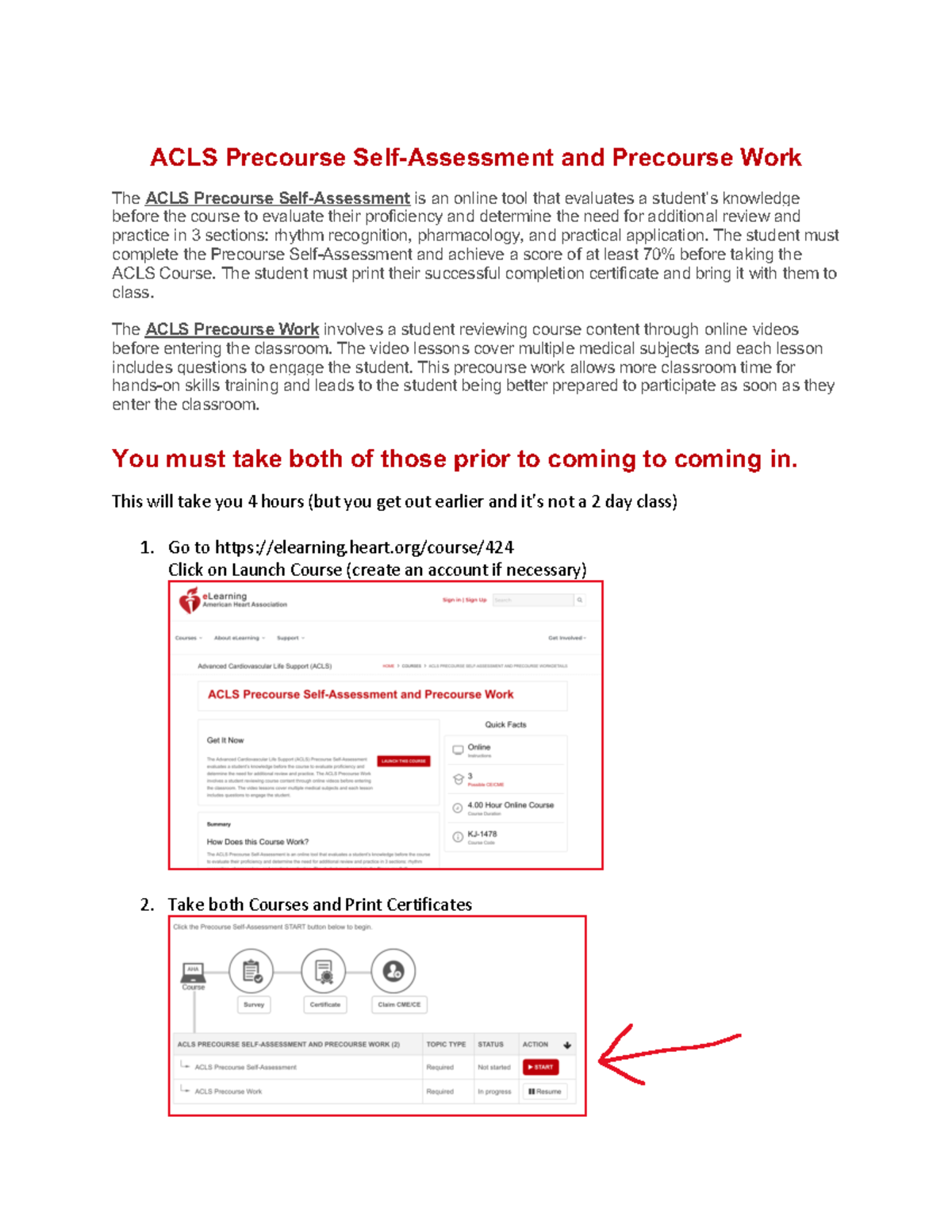 ACLS - Pre Course Work-1 - ACLS Precourse Self-Assessment and Precourse ...