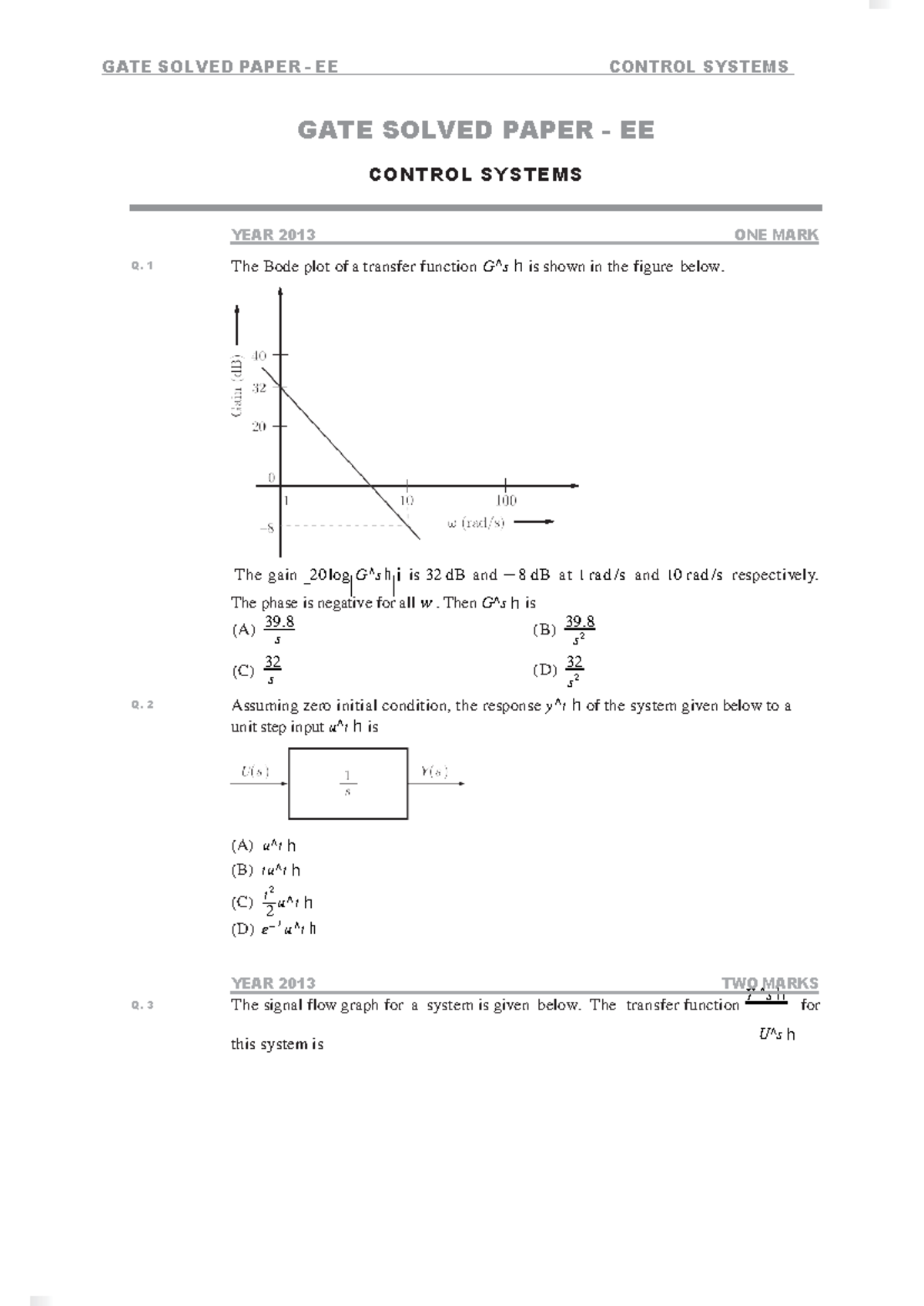 EE Control- Systems - s s unit step input u^t h is 2 GATE SOLVED PAPER ...