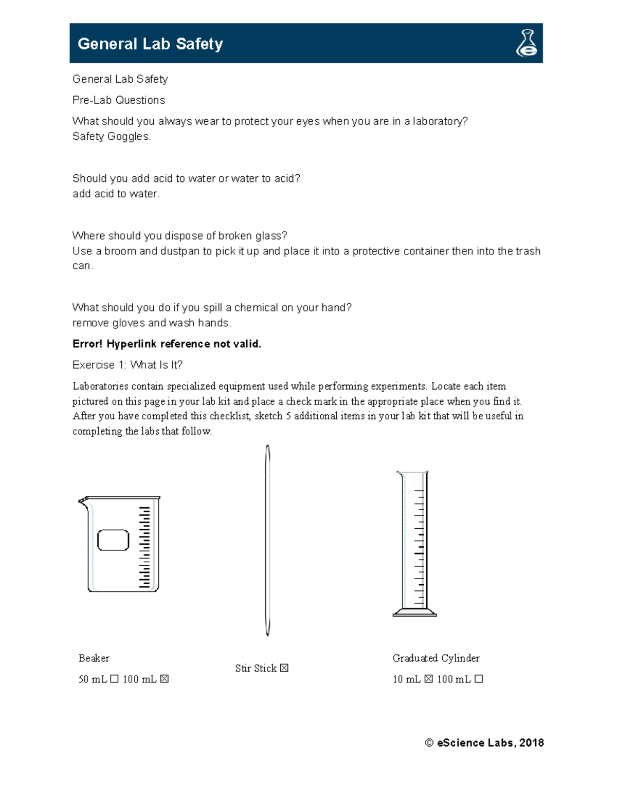 LAB 2 - LAB 2 notes - General Lab Safety Pre-Lab Questions What should ...