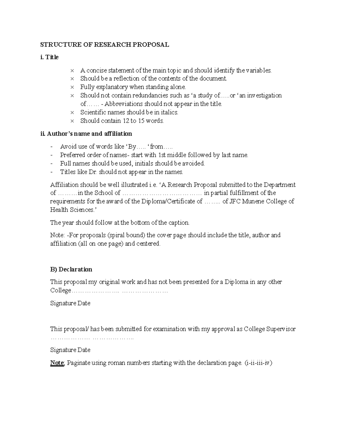Structure OF Research Proposal - STRUCTURE OF RESEARCH PROPOSAL i ...