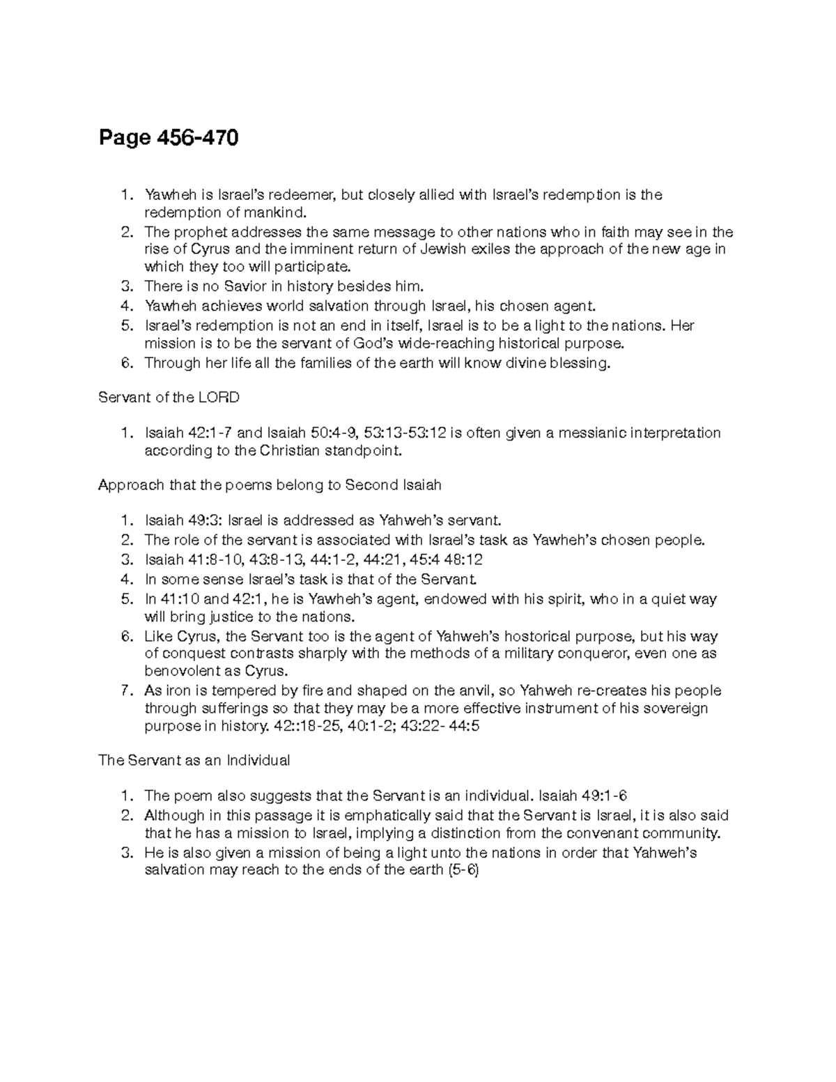 Jesus and the Gospels - Lecture Notes - Page 456- Yawheh is Israel’s ...