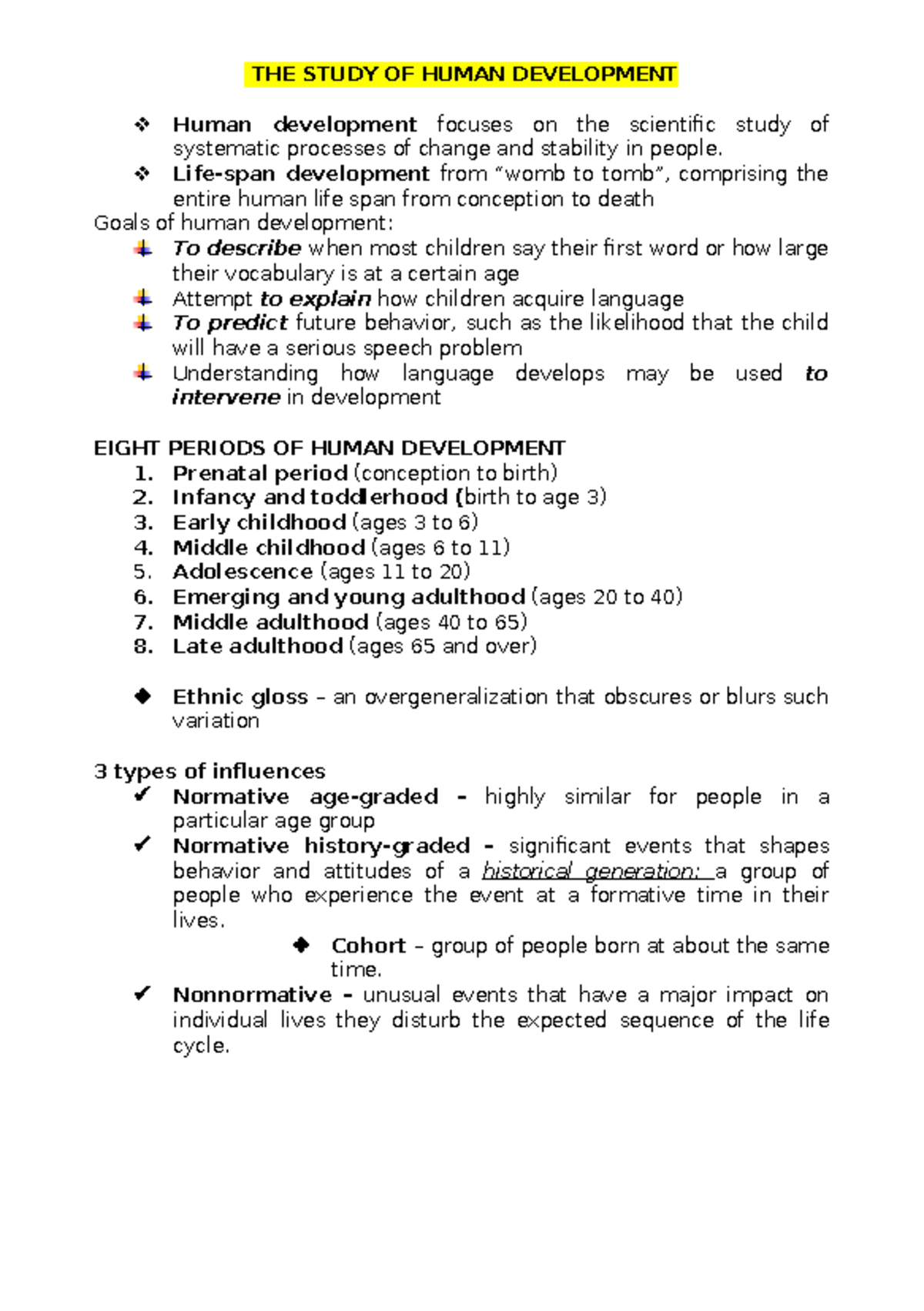 Chapter 1 - dsdfw - THE STUDY OF HUMAN DEVELOPMENT Human development ...