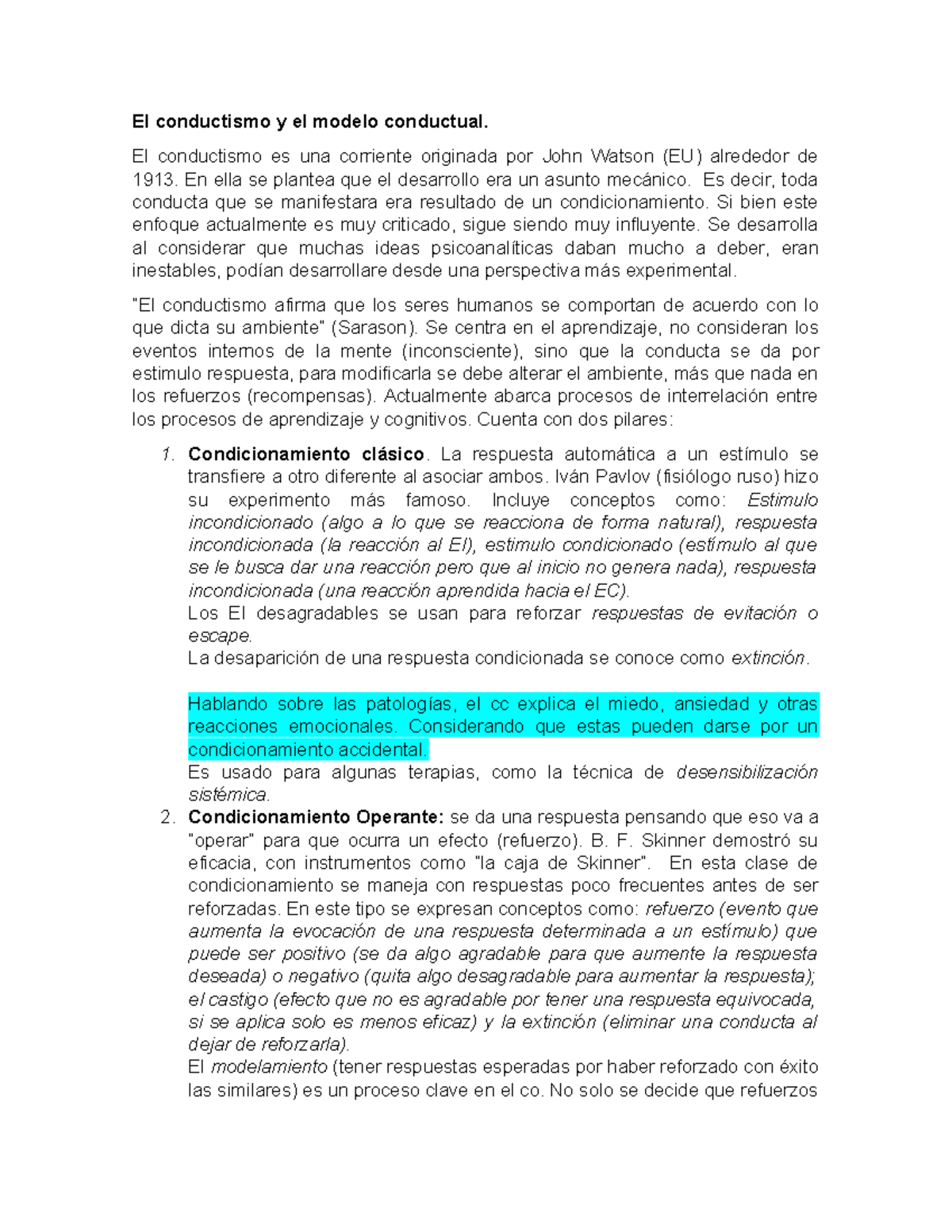 Modelo Conductual - El conductismo y el modelo conductual. El ...