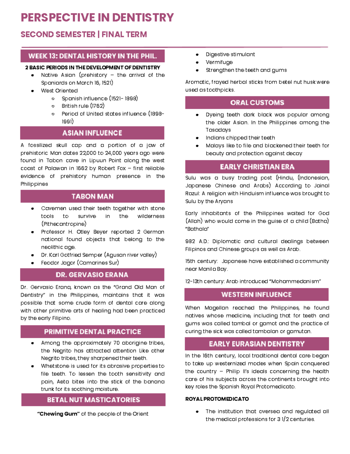 Final TERM DPID111 - lecture notes - PERSPECTIVE IN DENTISTRY SECOND ...