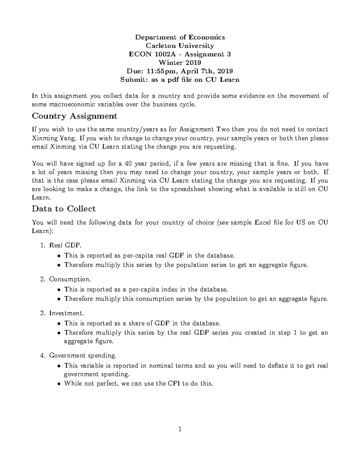 Assignment 3 - Country Assignment If you wish to use the same country ...