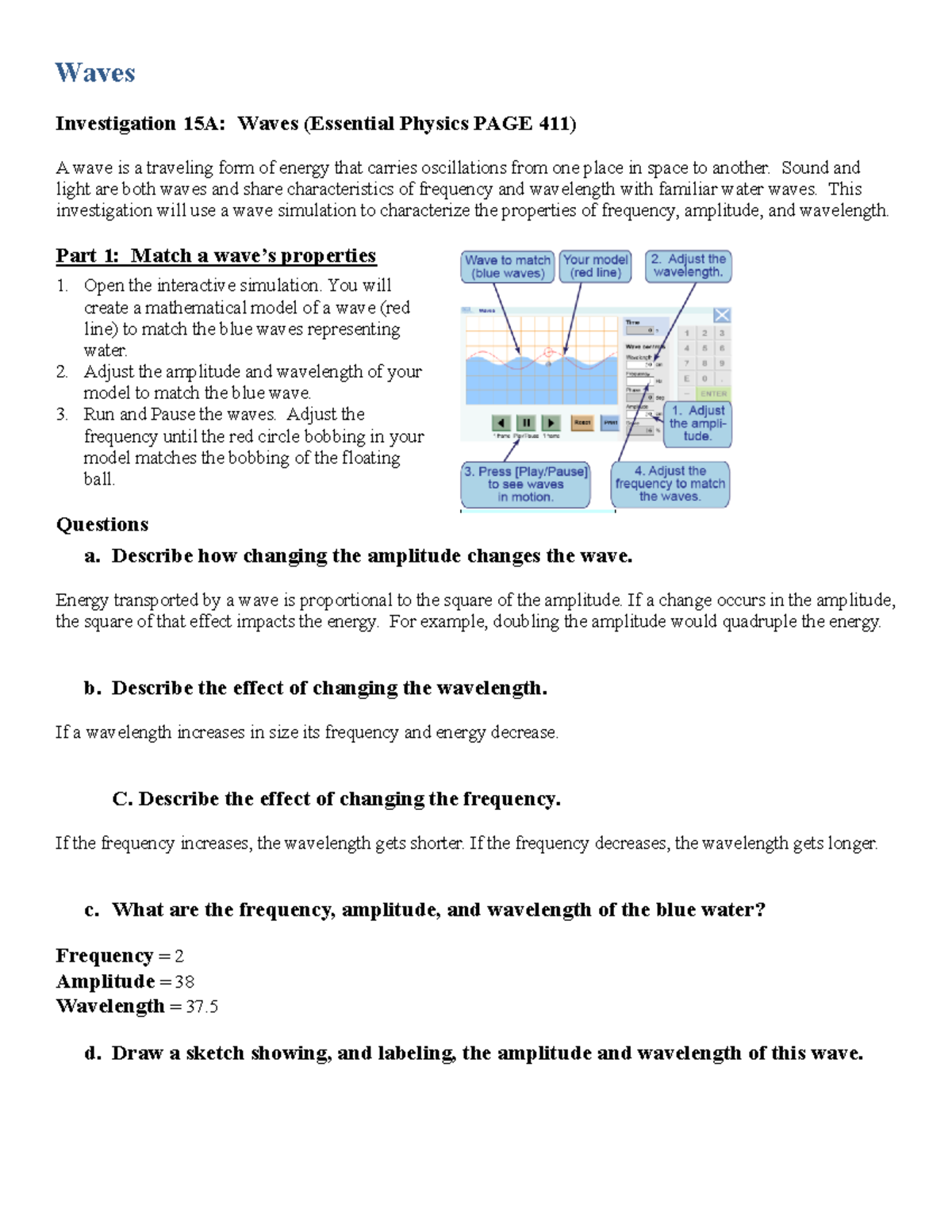 Waves Online Simulation - Waves Investigation 15A: Waves (Essential ...