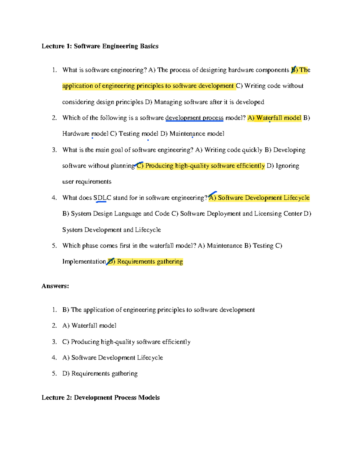 Software engineering-1 - What is software engineering? A) The process ...