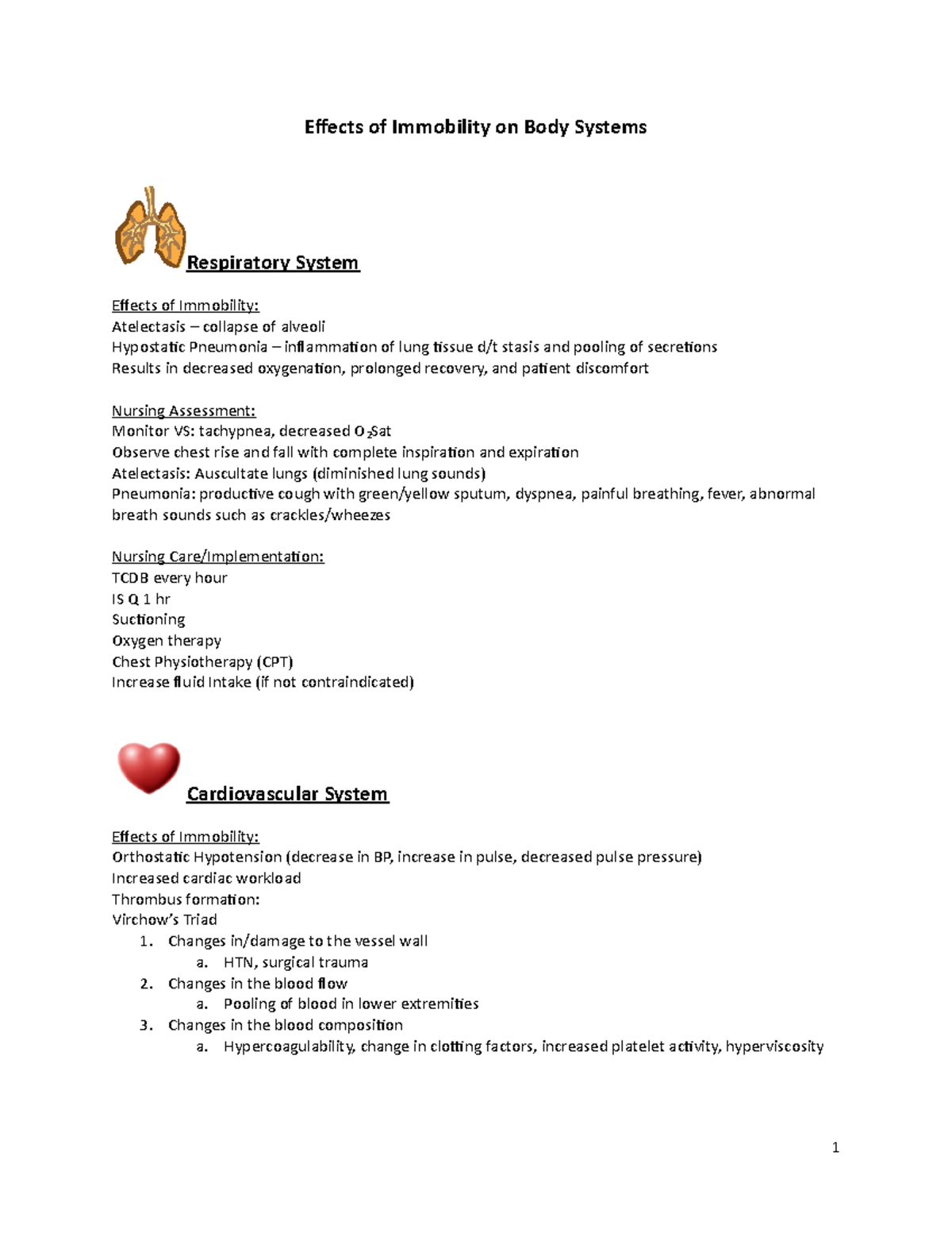 Effects of Immobility on Body Systems - Effects of Immobility on Body ...