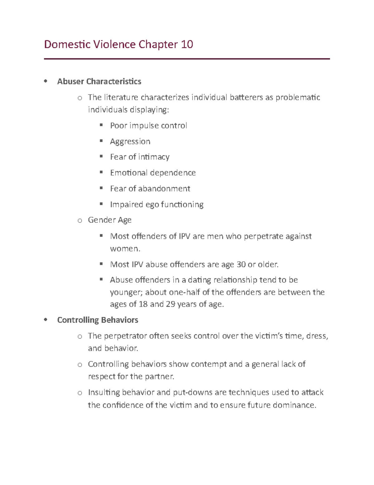 Characteristics of Domestic Violence Abusers - Studocu