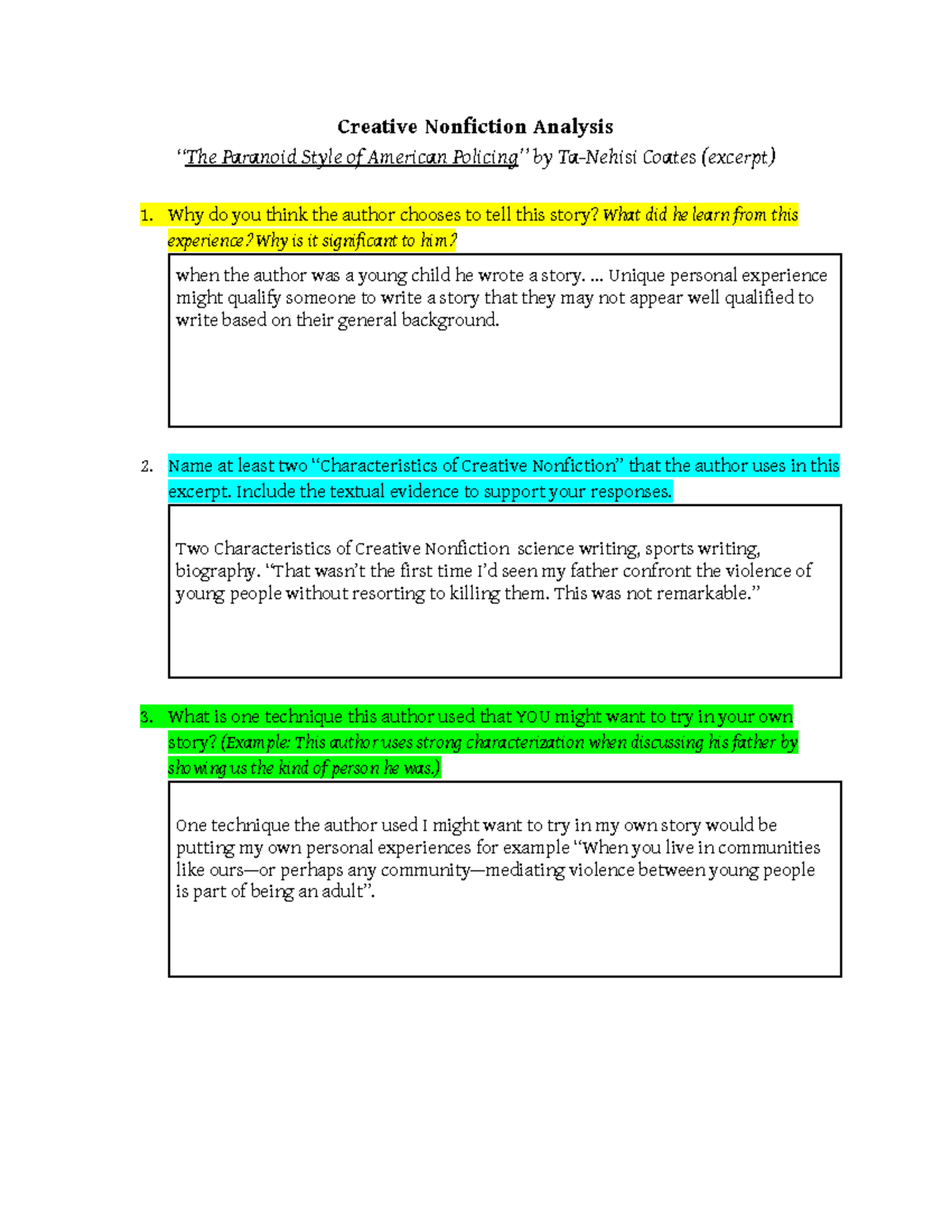 Kyle Skyers - TA- Nehisi Coates (Analysis) - Creative Nonfiction ...