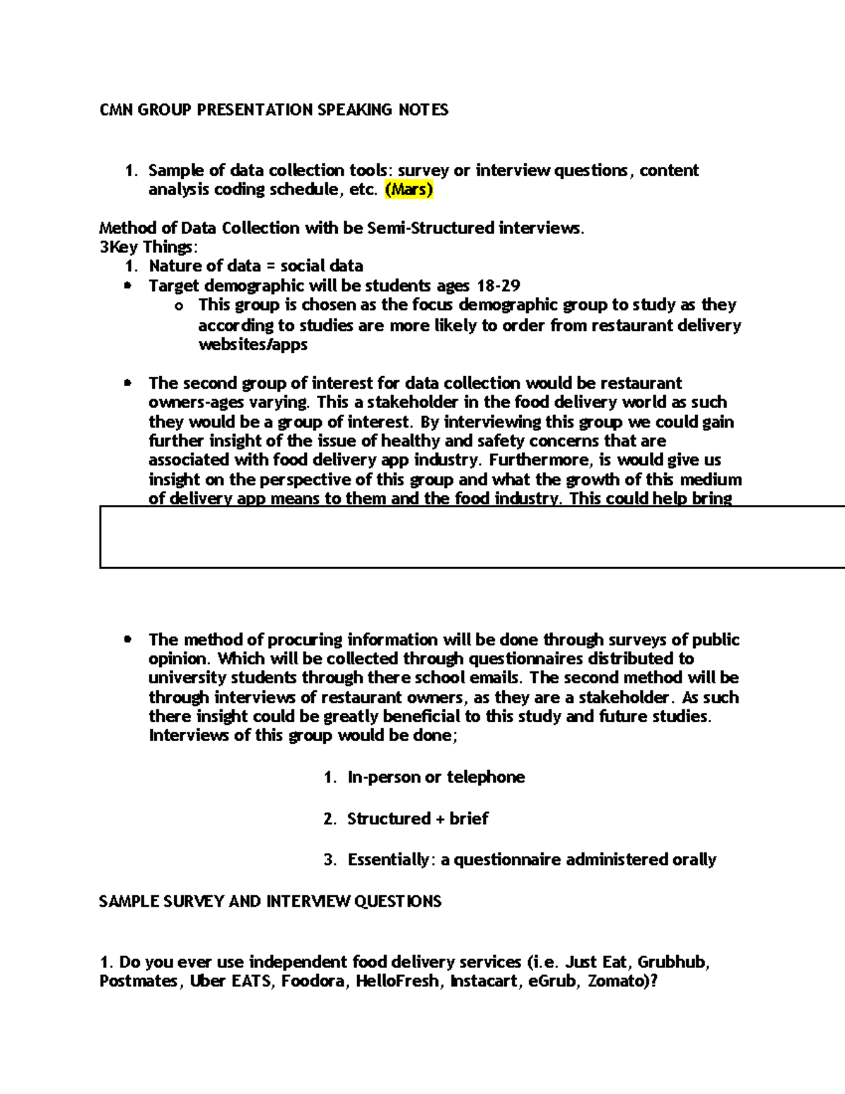 CMN Group Presentation Speaking Notes - CMN GROUP PRESENTATION SPEAKING ...