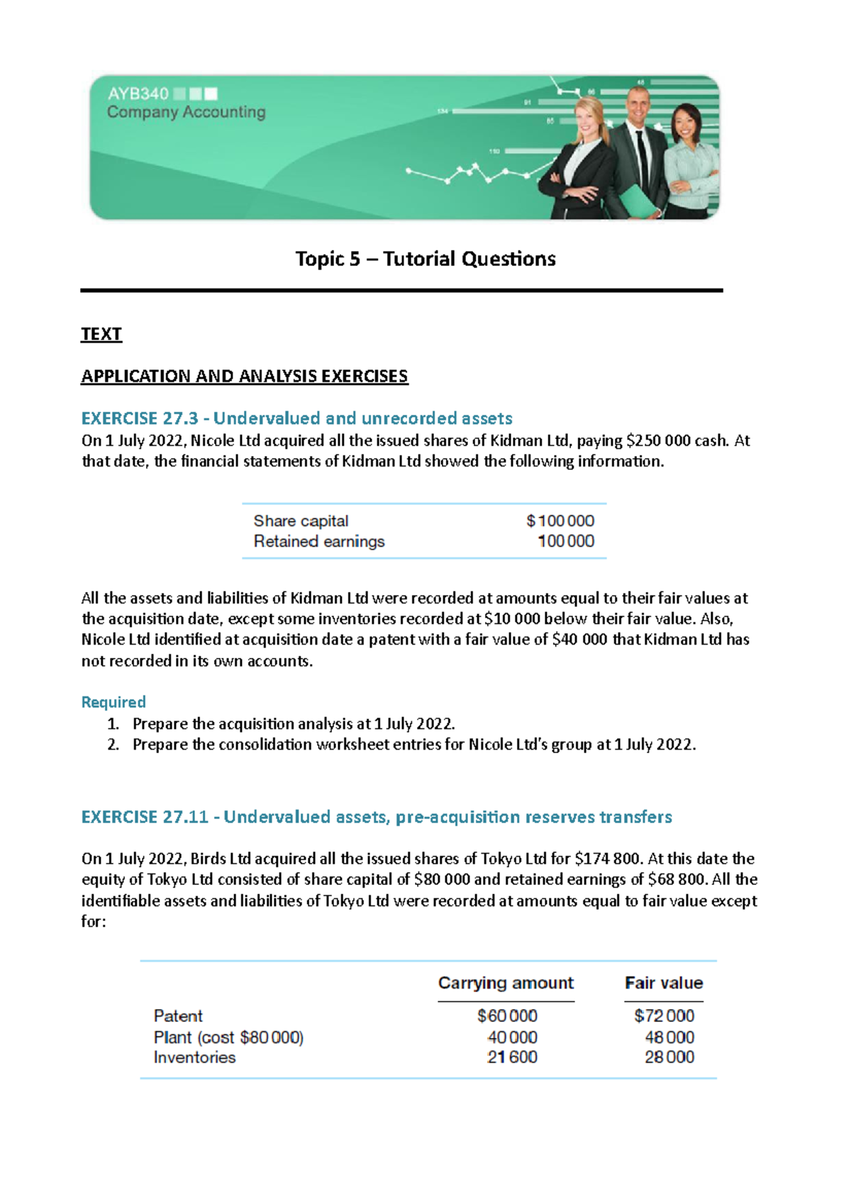 Tutorial 5 Questions - International Accounting Week 6 - Topic 5 ...