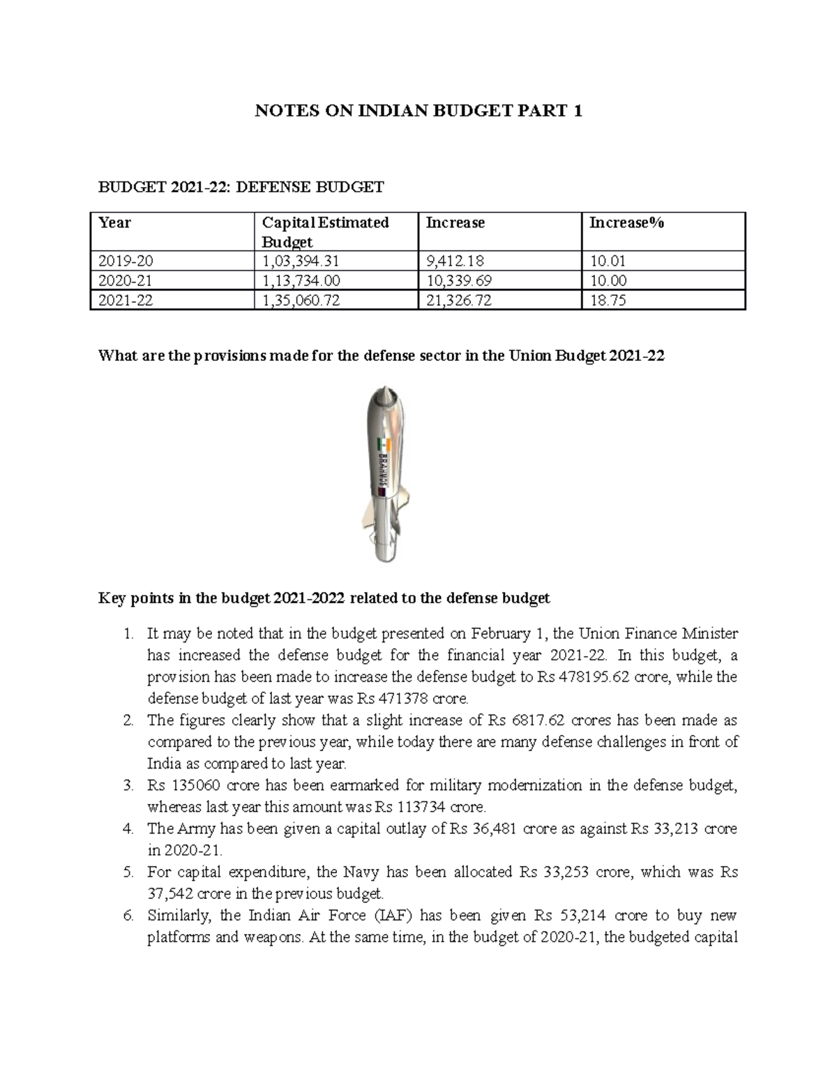 Notes ON Indian Budget PART 1 - NOTES ON INDIAN BUDGET PART 1 BUDGET ...