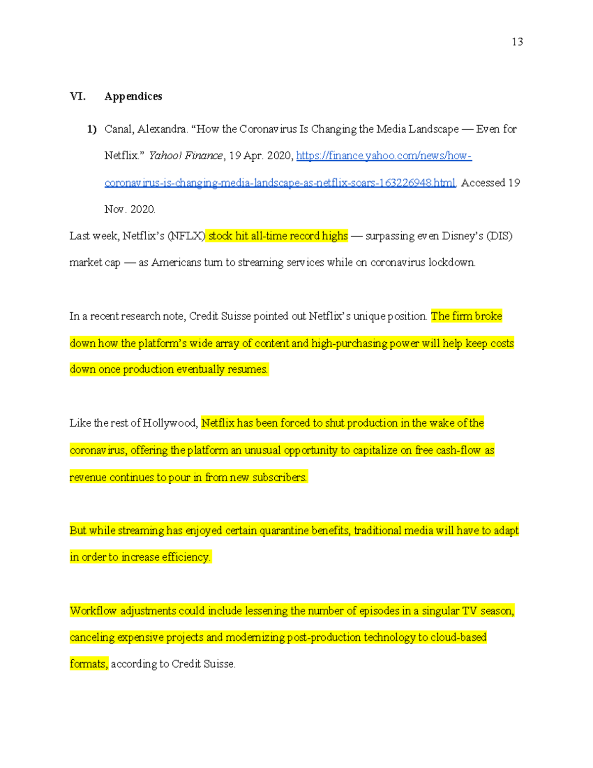 Business IA Supporting Documents - VI. Appendices Canal, Alexandra ...