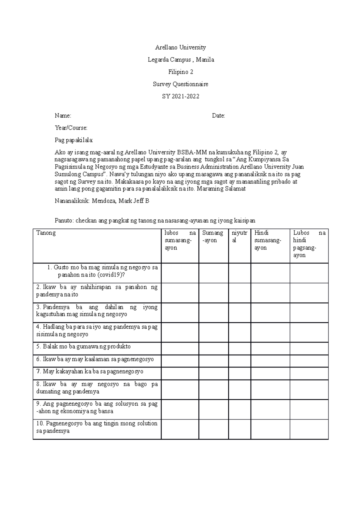Arellano University tanong yarn - Arellano University Legarda Campus ...