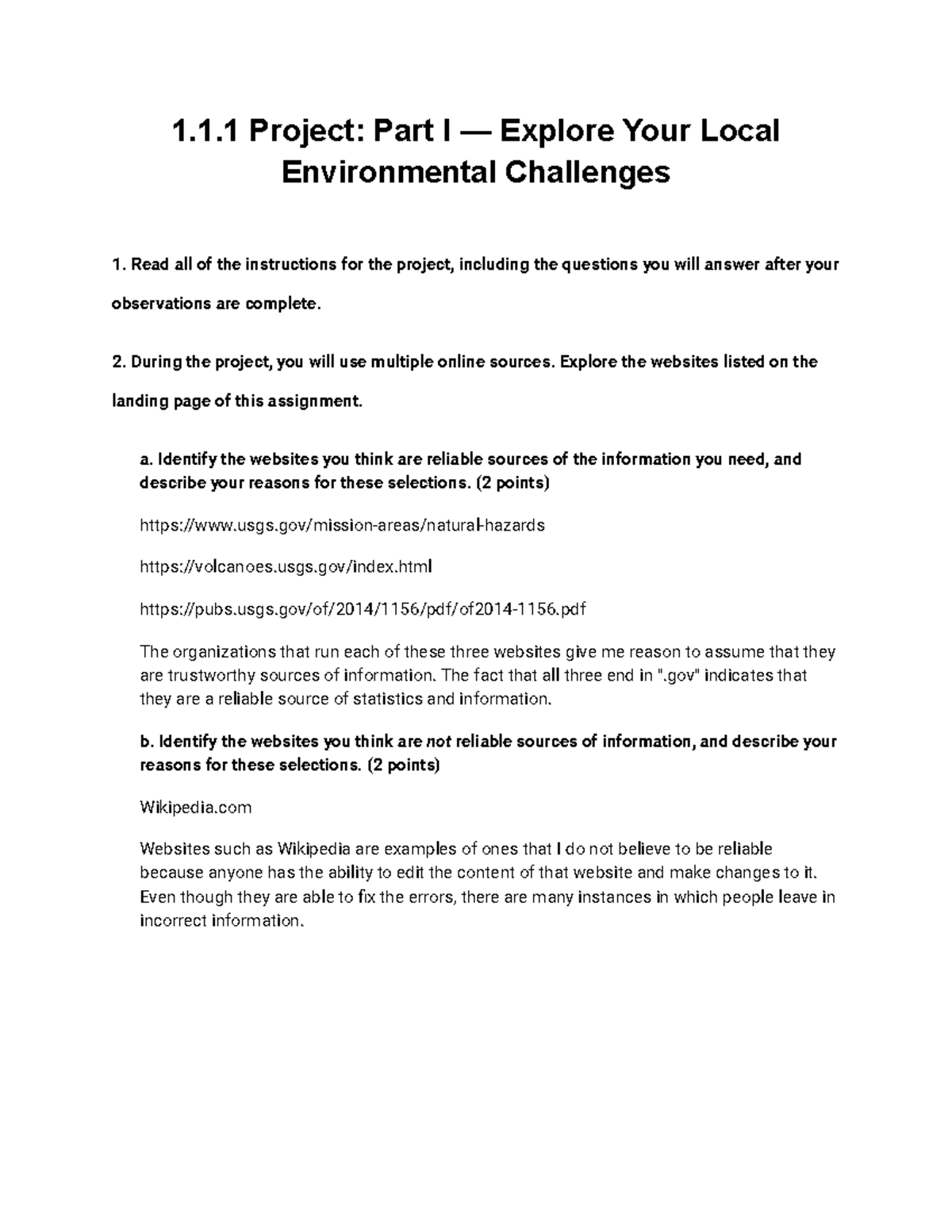 1.1.1 Project Part I — Explore Your Local Environmental Challenges - 1.1 Project: Part I ...