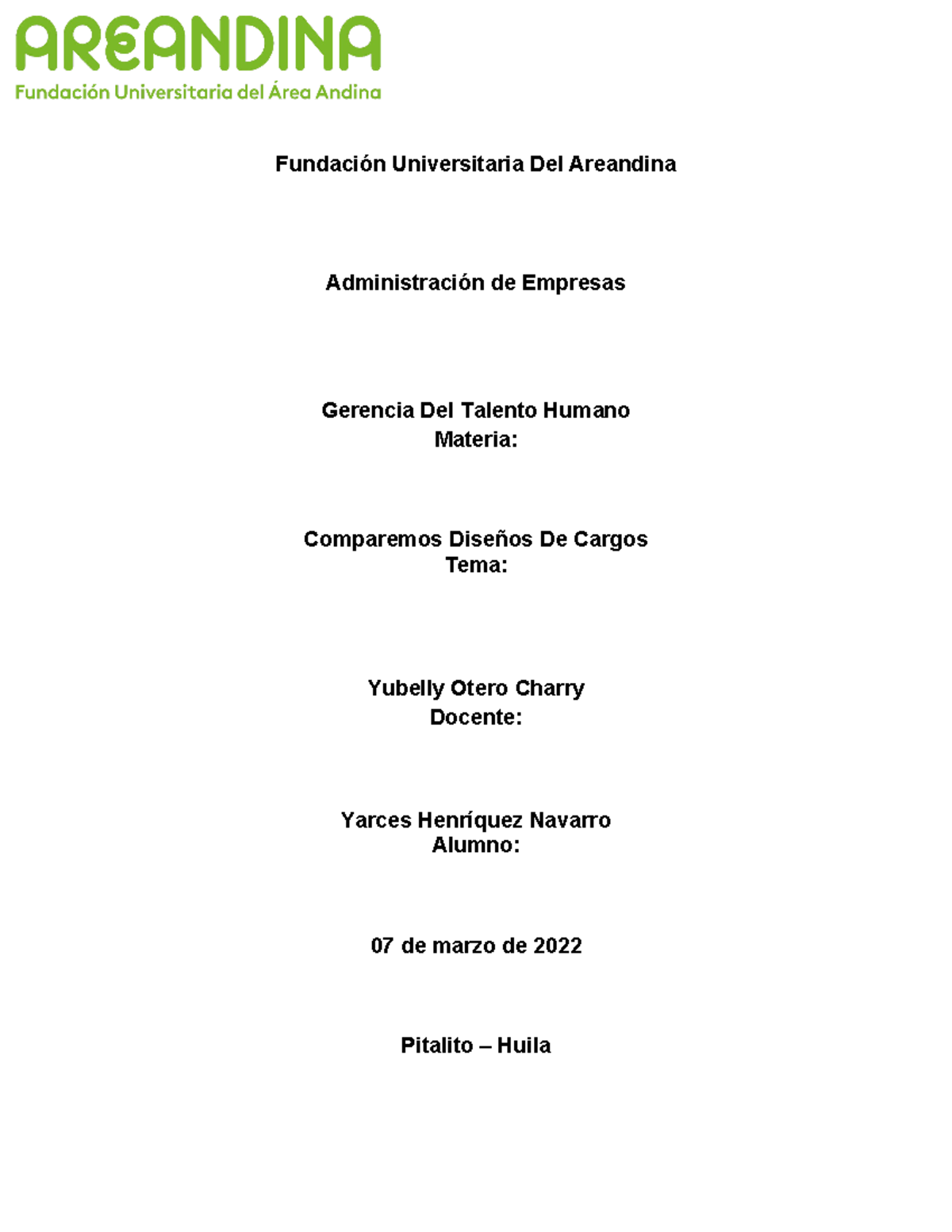 Comparemos Diseños De Cargos eje2 - Fundación Universitaria Del ...