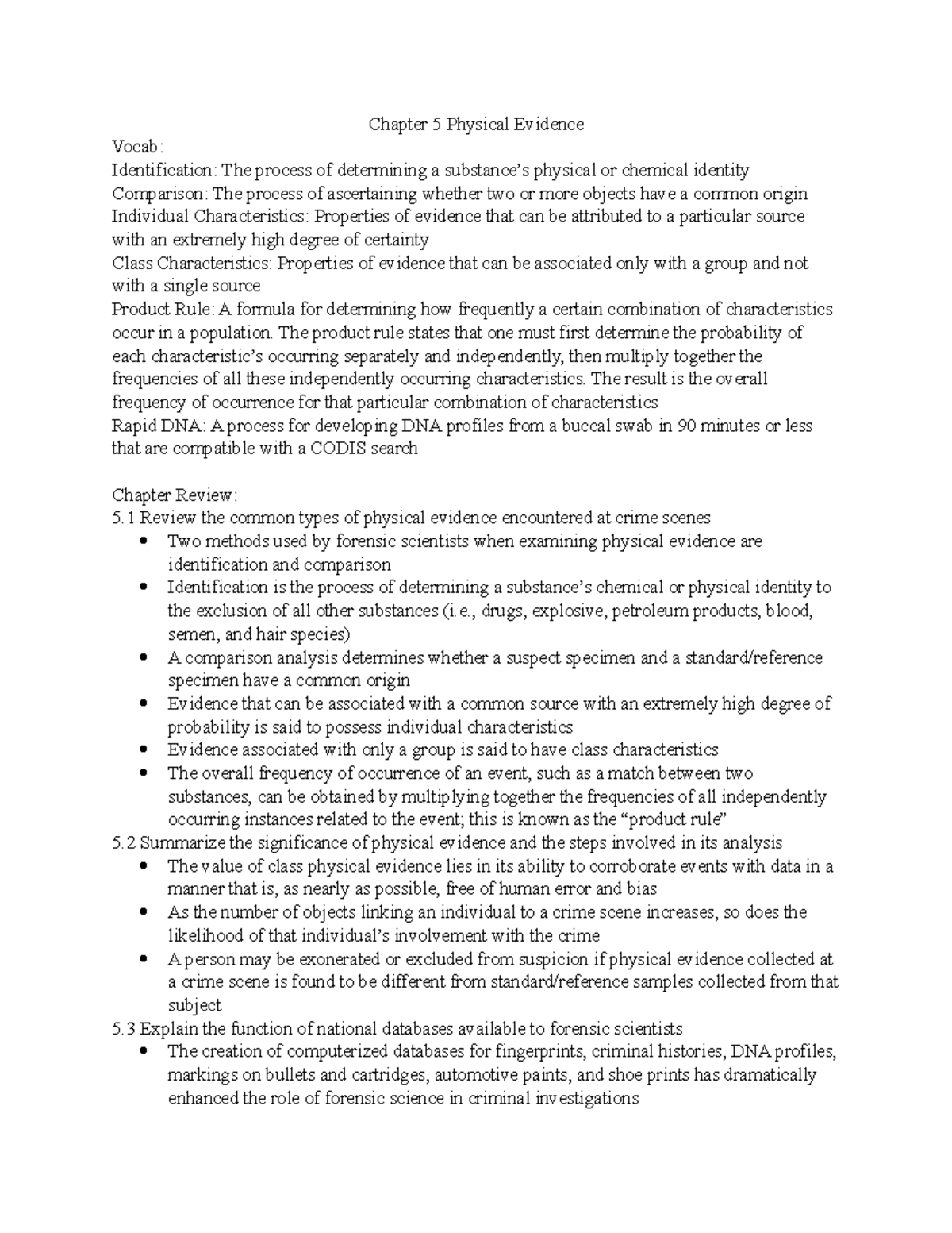 Chapter 5 Physical Evidence - Chapter 5 Physical Evidence Vocab ...