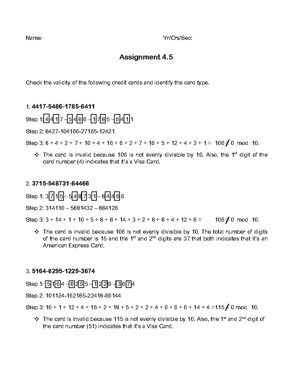 MMW - Assignment 4.5 - Name: NORMINA K. MOLA Yr/Crs/Sec: 1 AB Psychology-A__ Assignment 4. Check ...