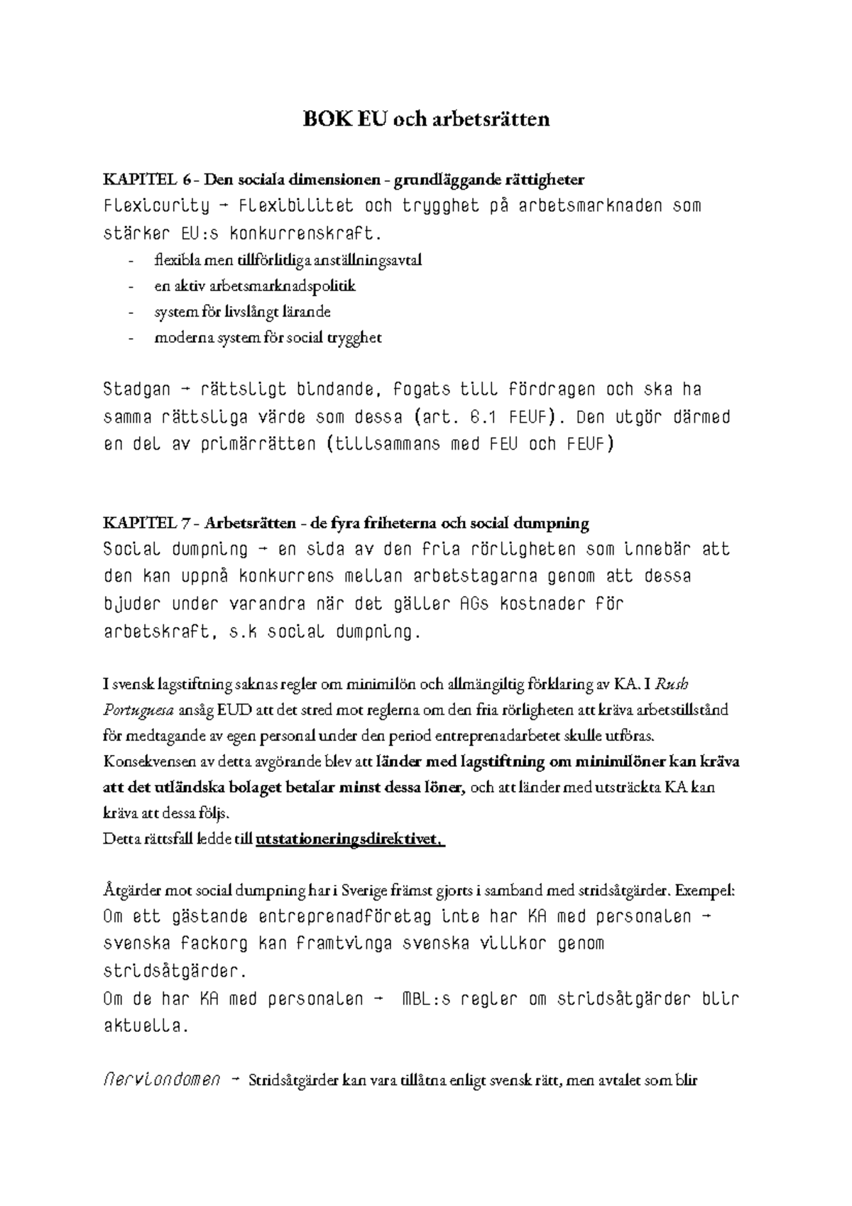 BOK EU och arbetsrätten - BOK EU och arbetsrätten KAPITEL 6 - Den ...