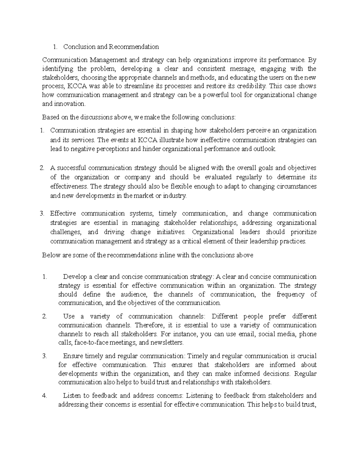 Conclusion and Recommendation - Conclusion and Recommendation ...