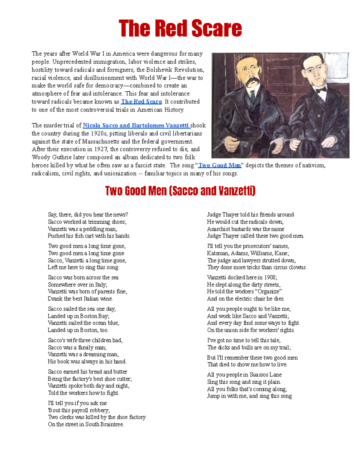 Copy of AH05 The Red Scare - The Red Scare The years after World War I ...