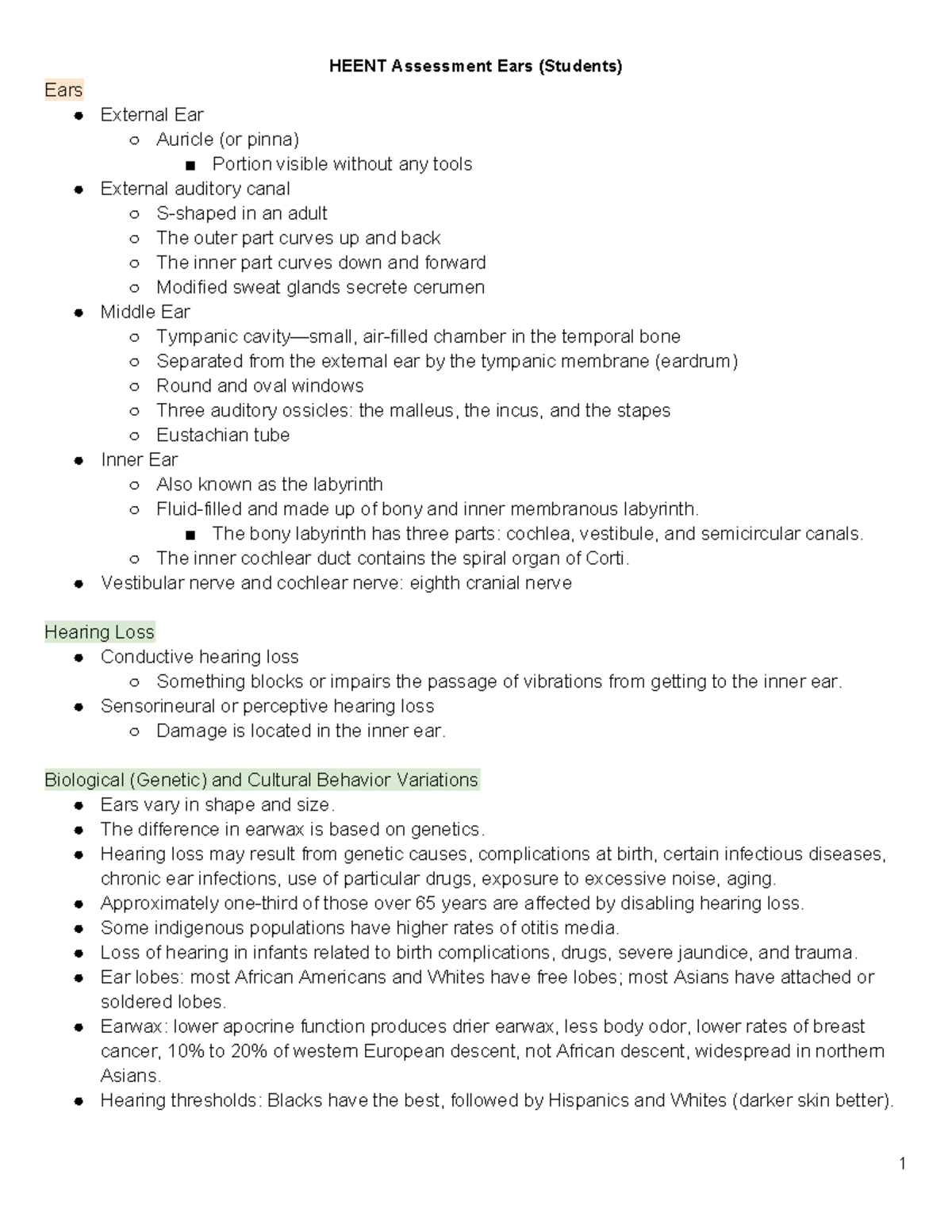 Heent Assessment (Ears) - HEENT Assessment Ears (Students) Ears ...