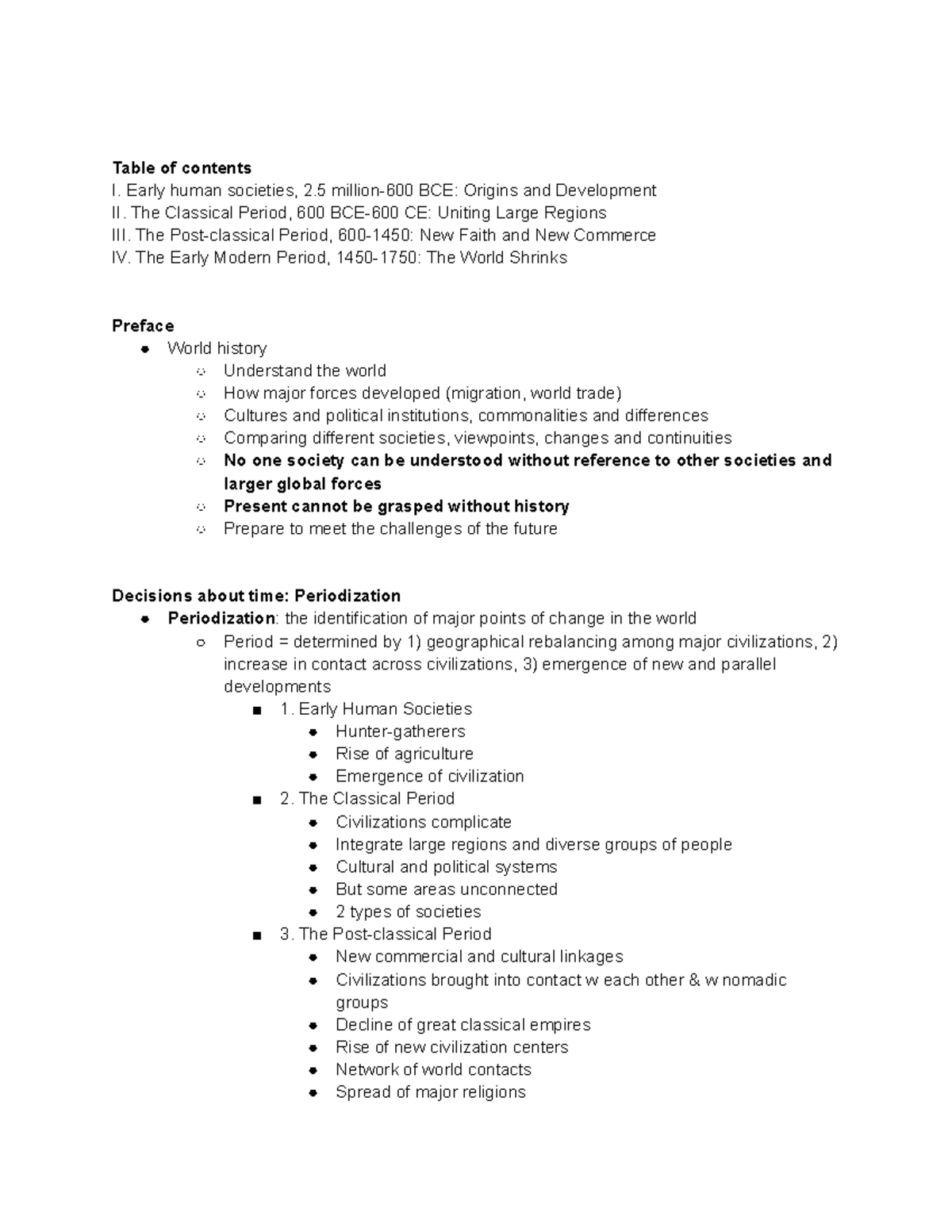 World Civilizations reading - Table of contents I. Early human ...