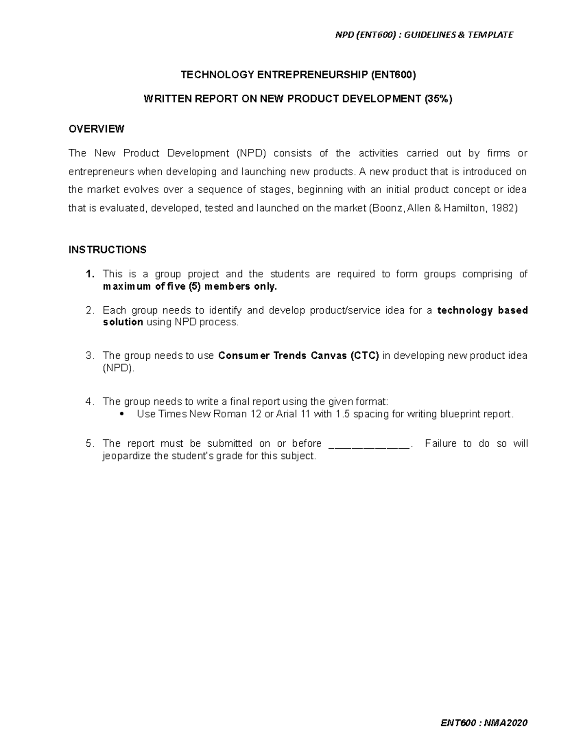 ENT600 NPD Guidelines & Template OCT2020 proposed - TECHNOLOGY ...