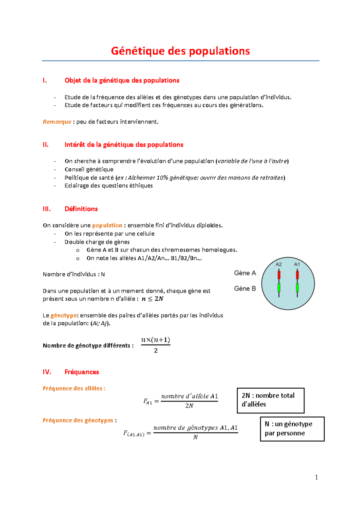 Génétique des populations - Warning: TT: undefined function: 32 Génétique des populations I ...