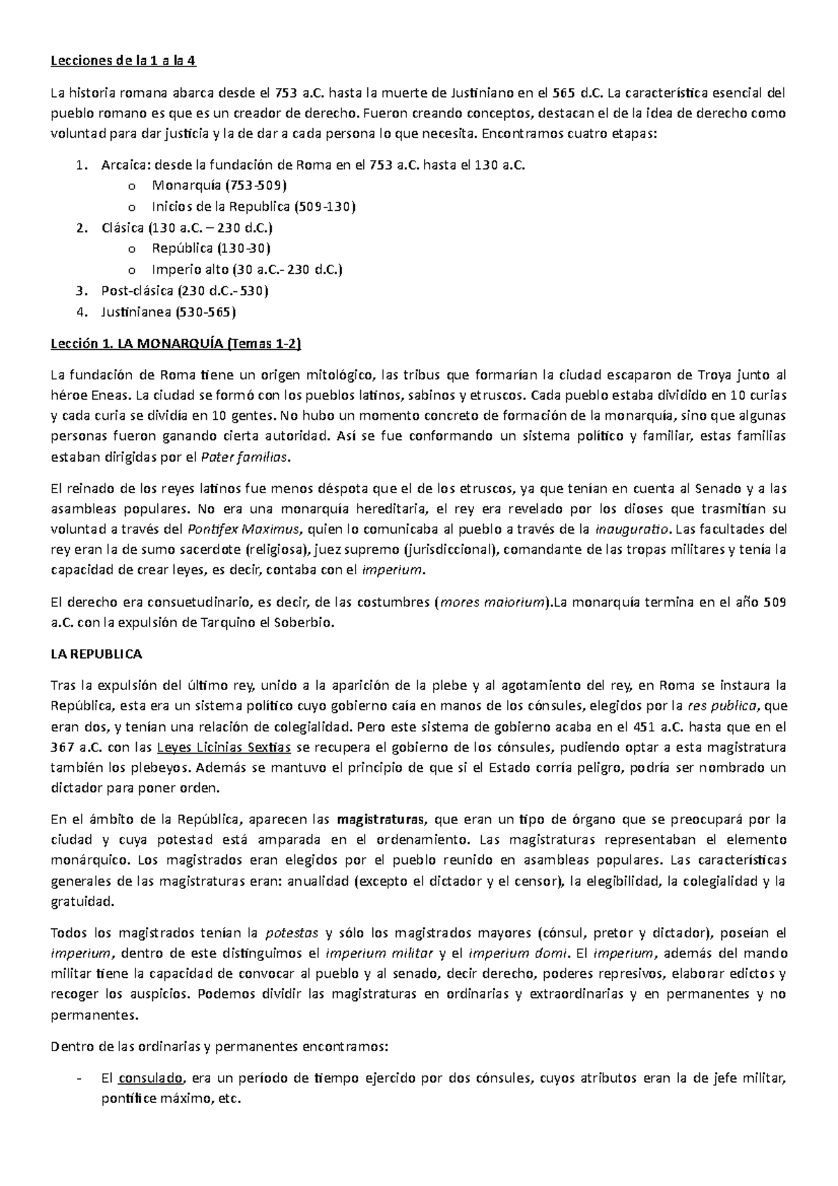 Bloque 1. Lecciones 1-4 - Lecciones de la 1 a la 4 La historia romana ...